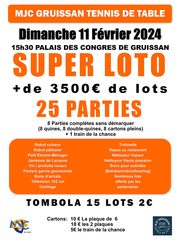 Super Loto du tennis de table – MJC Gruissan